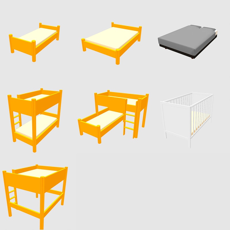 Set of Beds - Free 3d model on creazilla.com