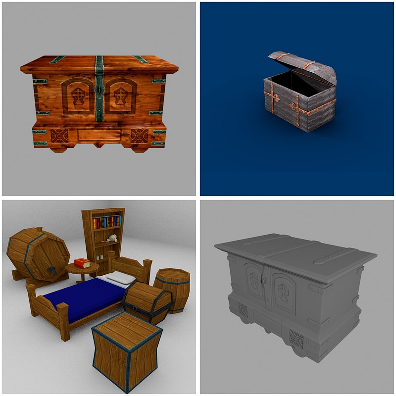 Chests Set - Free 3d model on creazilla.com