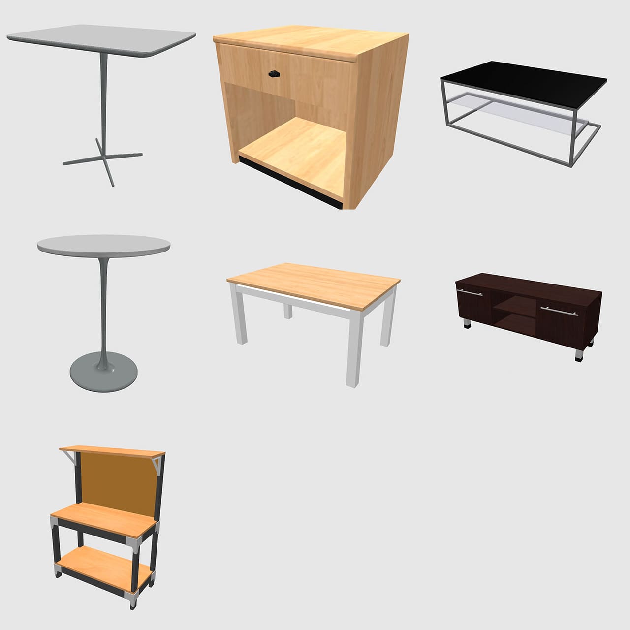 Set of Tables - Free 3d model on creazilla.com