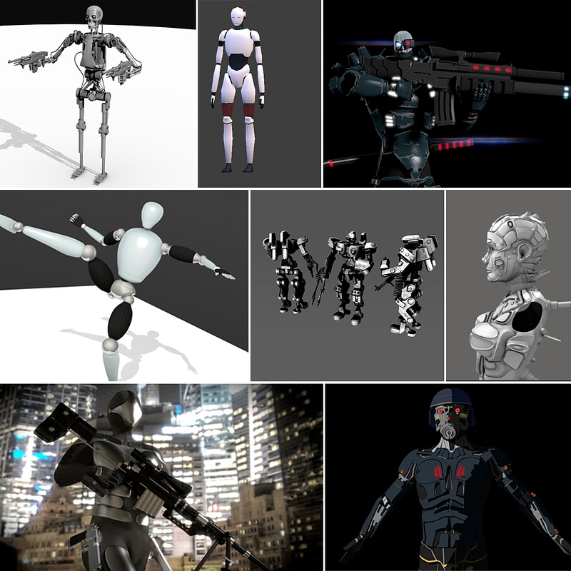 Cyborgs and Androids Set - Free 3d model on creazilla.com