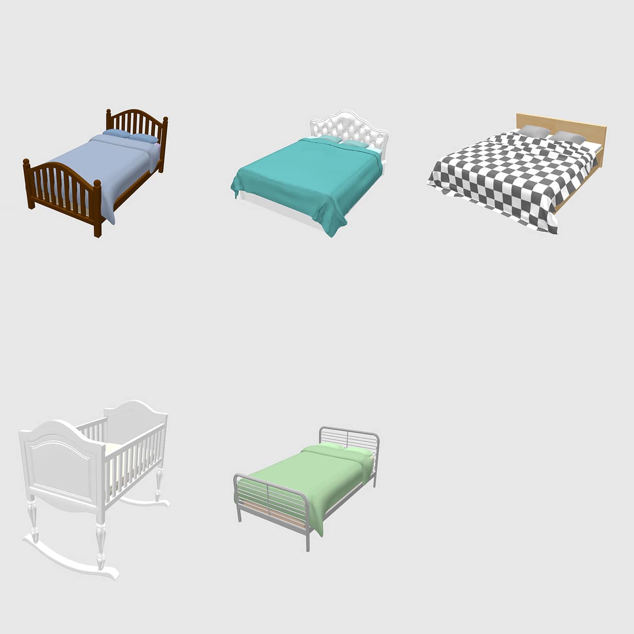 Set of Beds - Free 3d model on creazilla.com