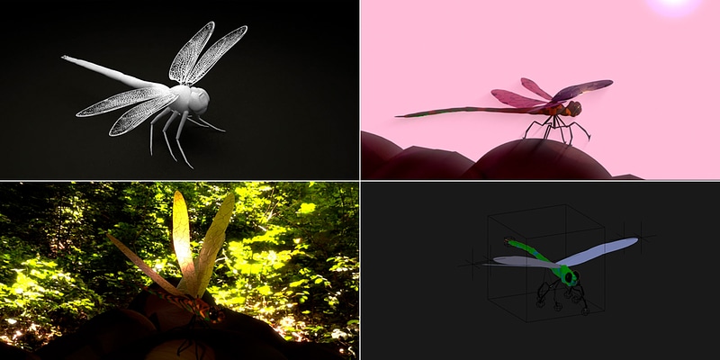 Dragonflies Set - Free 3d model on creazilla.com