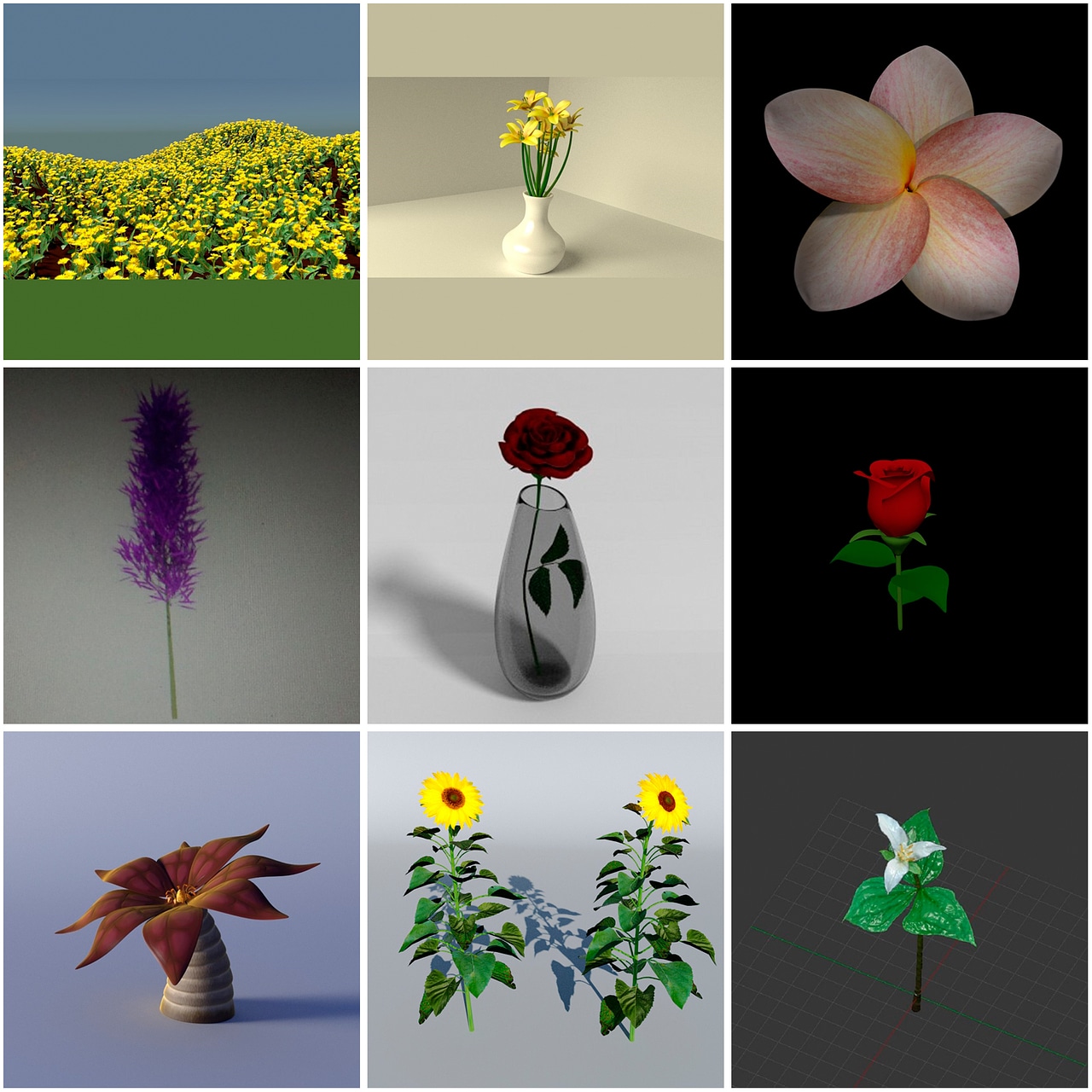 Flowers Set - Free 3d model on creazilla.com