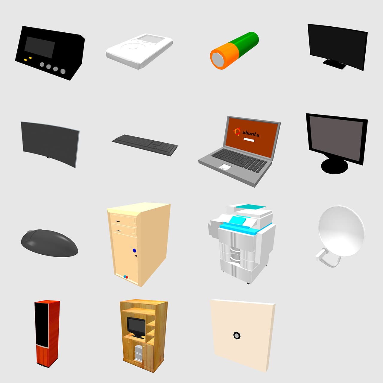 Set of Electronics - Free 3d model on creazilla.com