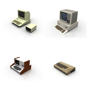 Set of Vintage Computers and Video Games Consoles - Free 3d model on ...