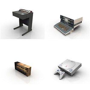 Set of Vintage Computers and Video Games Consoles - Free 3d model on ...