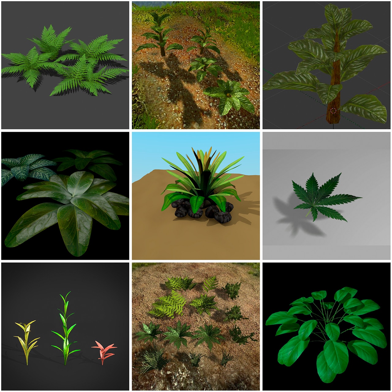 Set of Plants - Free 3d model on creazilla.com