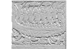 Bajorrelieve del templo de Bayon que representa una batalla naval ...