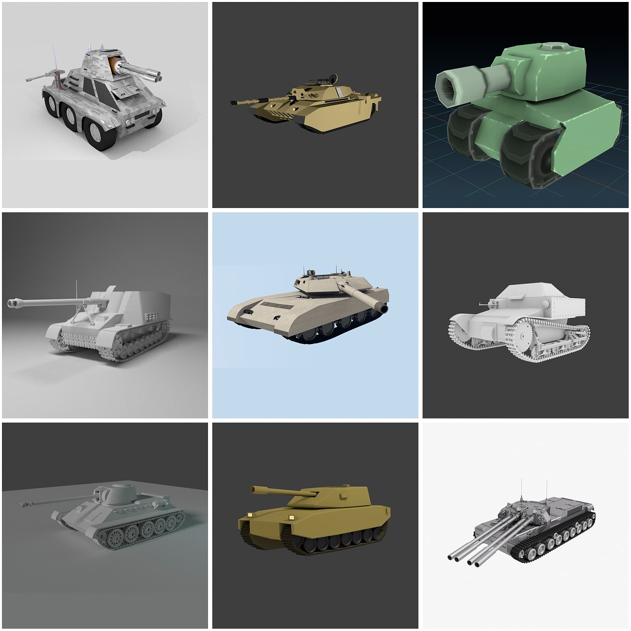 Set of Tanks - Free 3d model on creazilla.com