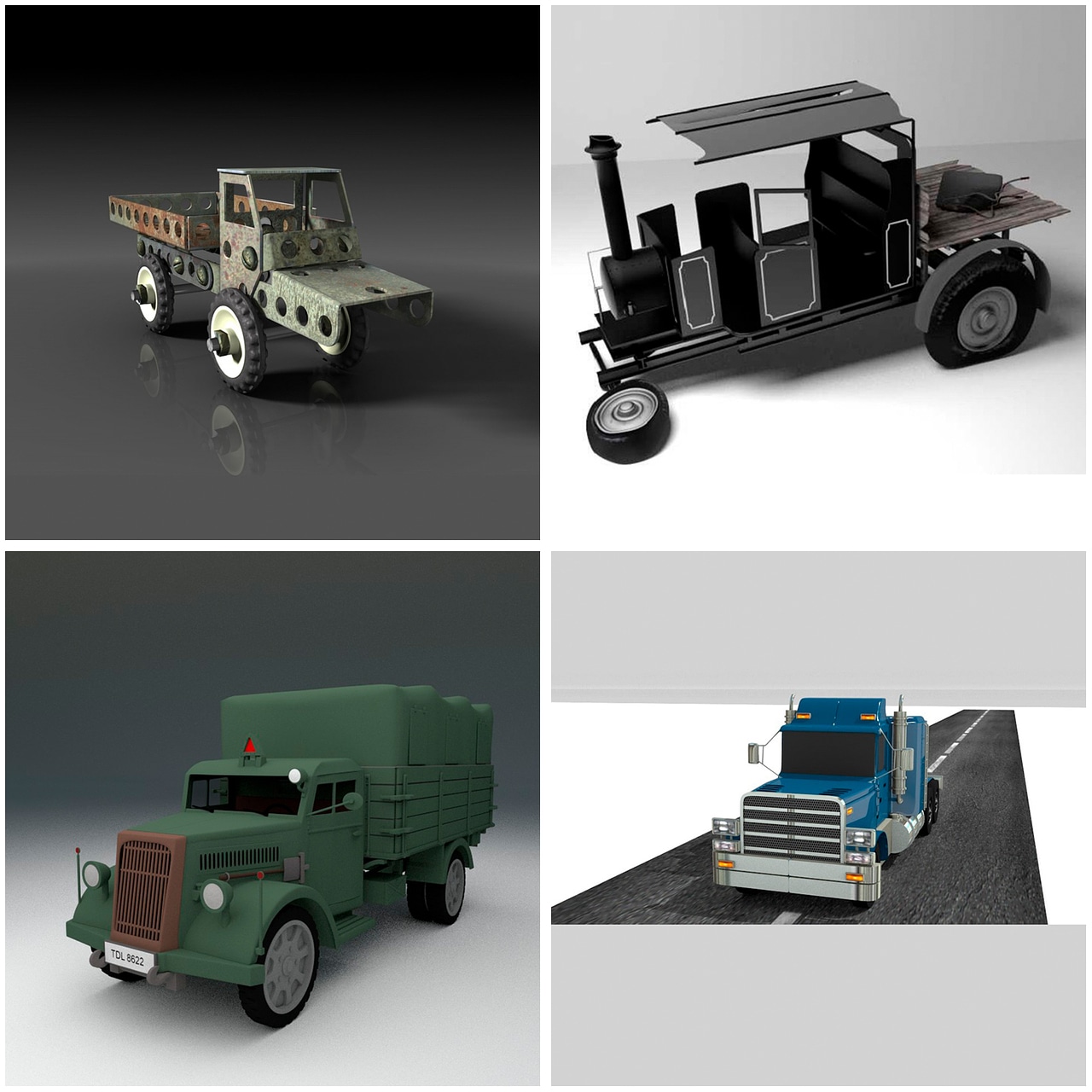 Set of Trucks - Free 3d model on creazilla.com