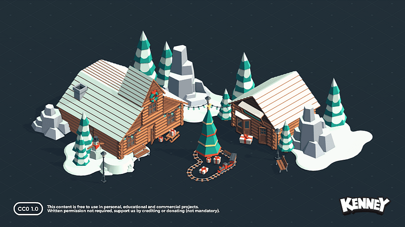 Christmas House Kit - Free 3d model on creazilla.com