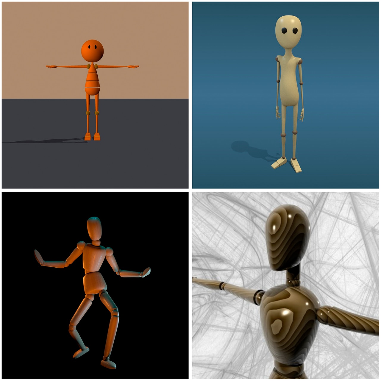 Wooden Puppets - Free 3d model on creazilla.com