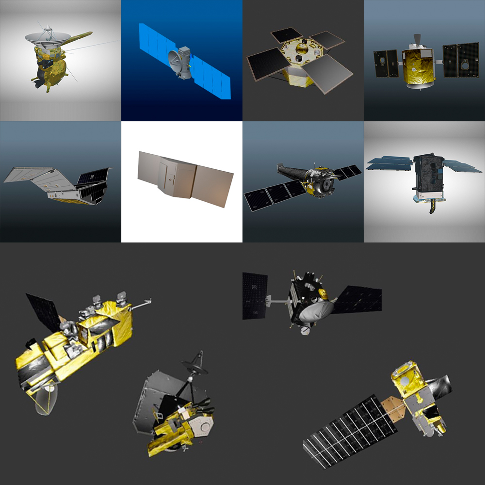 Set of Satellites and Space Telescopes - Free 3d model on creazilla.com
