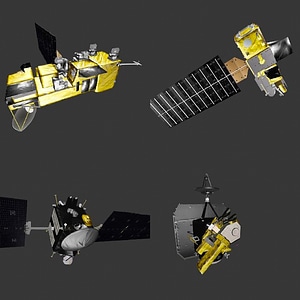 Set of Satellites and Space Telescopes - Free 3d model on creazilla.com