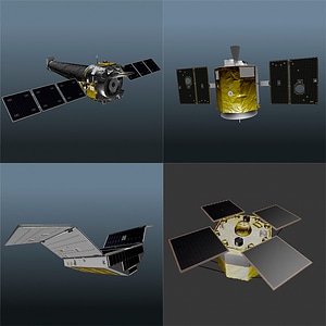 Set of Satellites and Space Telescopes - Free 3d model on creazilla.com