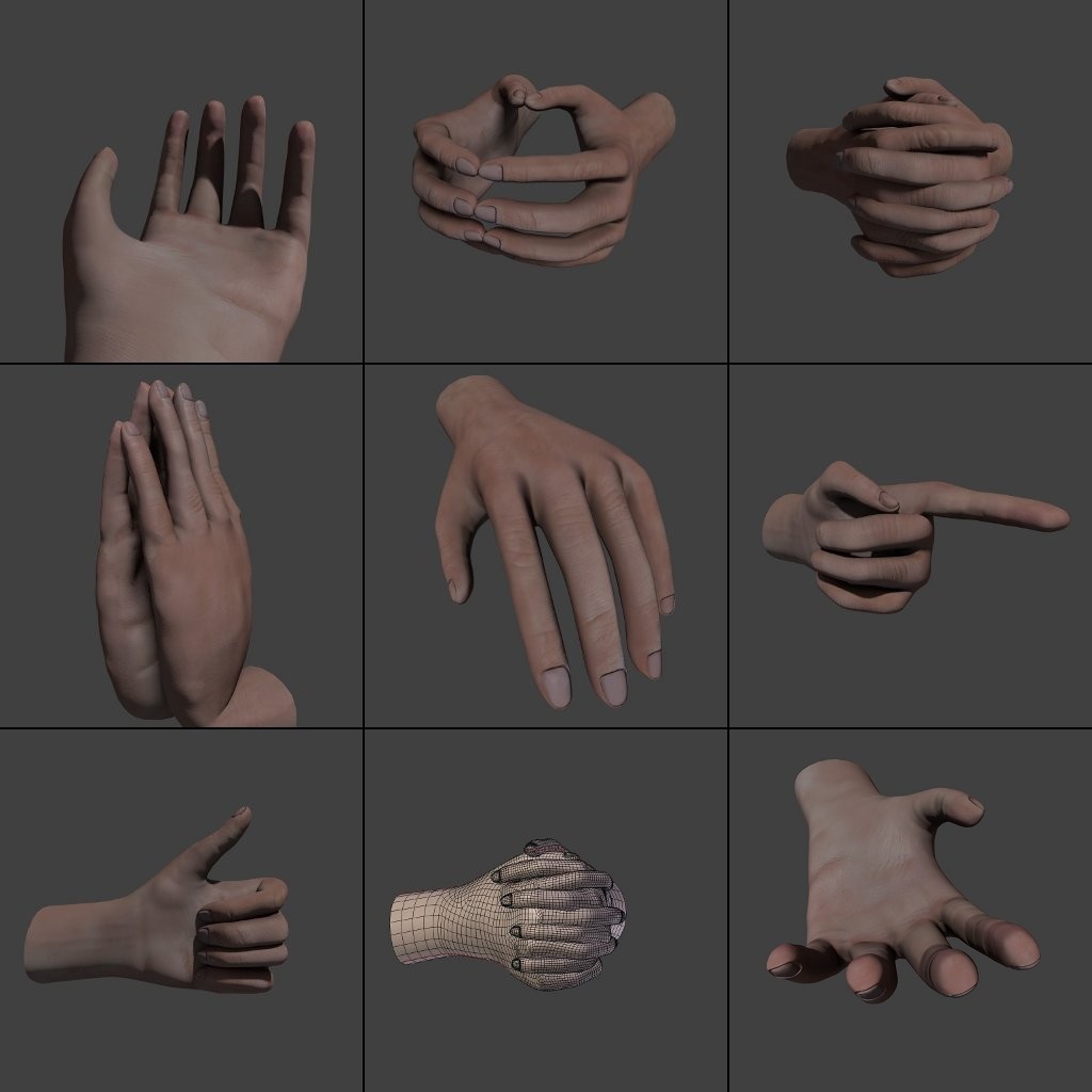 Hands rigged - Free 3d model on creazilla.com
