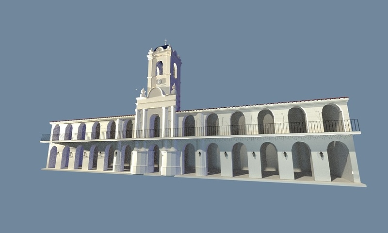 Edificio colonial - Modelos 3d gratis en creazilla.com