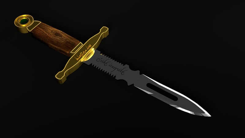 Dagger with Elven Writing - Free 3d model on creazilla.com