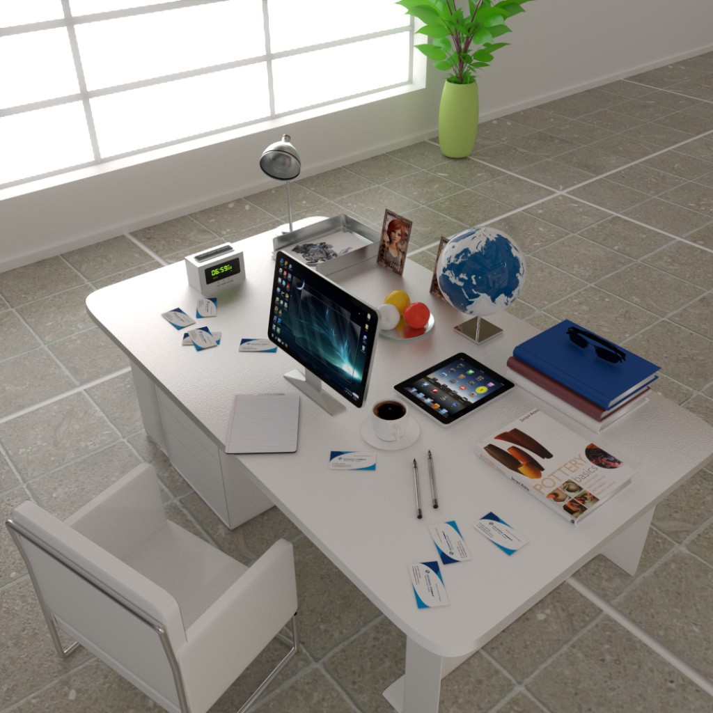 Domestic Office Table - Free 3d model on creazilla.com