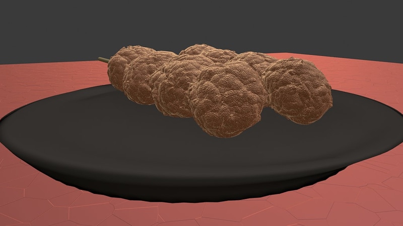 Stick of Meat Balls - Free 3d model on creazilla.com