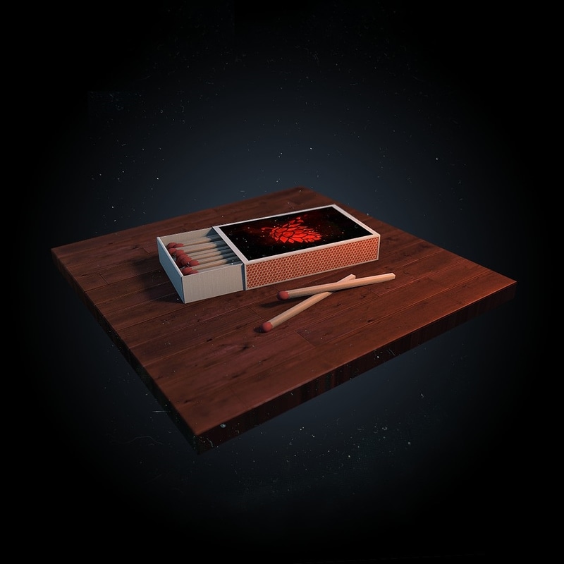Matchbox & Matchsticks - Free 3d model on creazilla.com