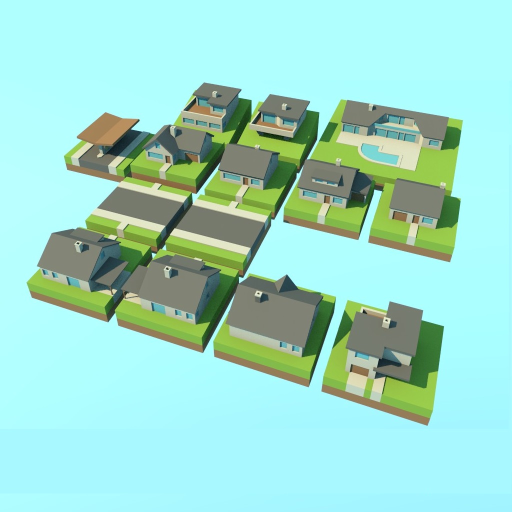 Suburb Assets - Free 3d model on creazilla.com