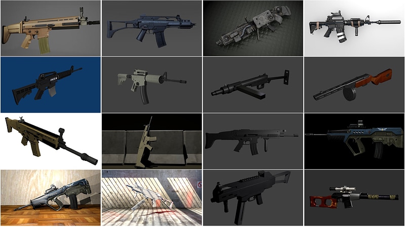 Set of Assault Rifles - Free 3d model on creazilla.com