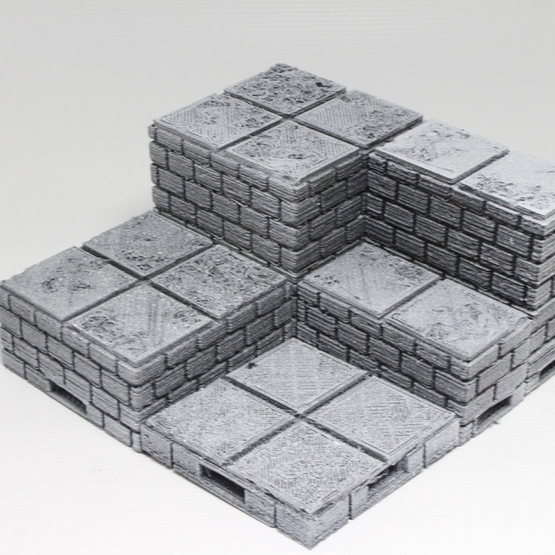 Cut-Stone Full Height Risers - Free 3d model on creazilla.com