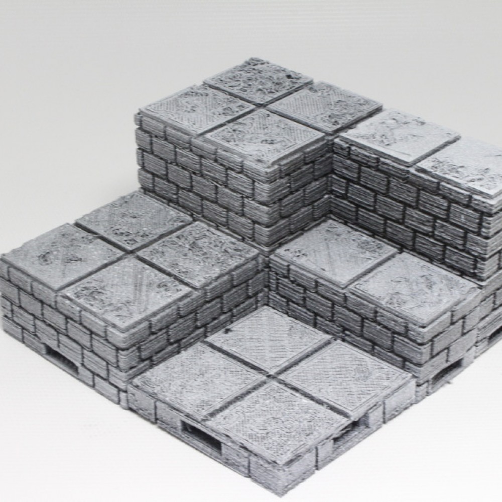 Cut-Stone Full Height Risers - Free 3d model on creazilla.com