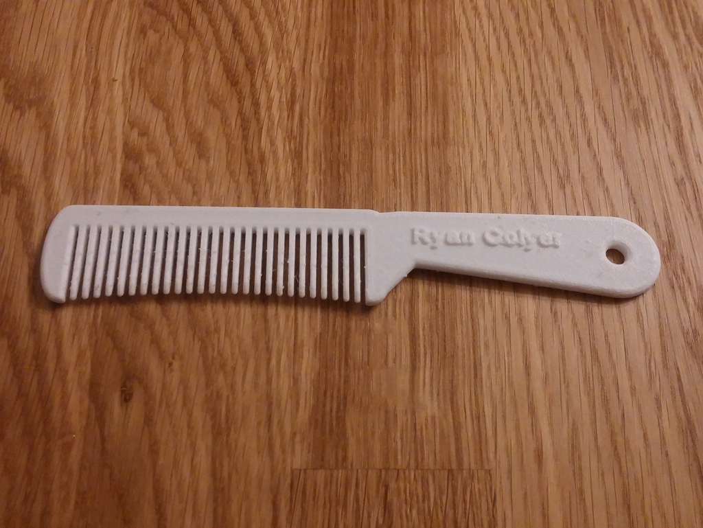 Ergonomic Hair Comb With Personalized Text 3d model