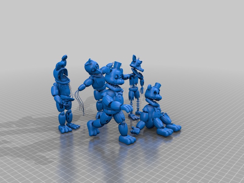 FNaF Withered set of animatronics for 3D Printing 3d model