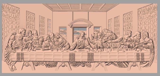 Last Supper watertight relief - Free 3d model on creazilla.com