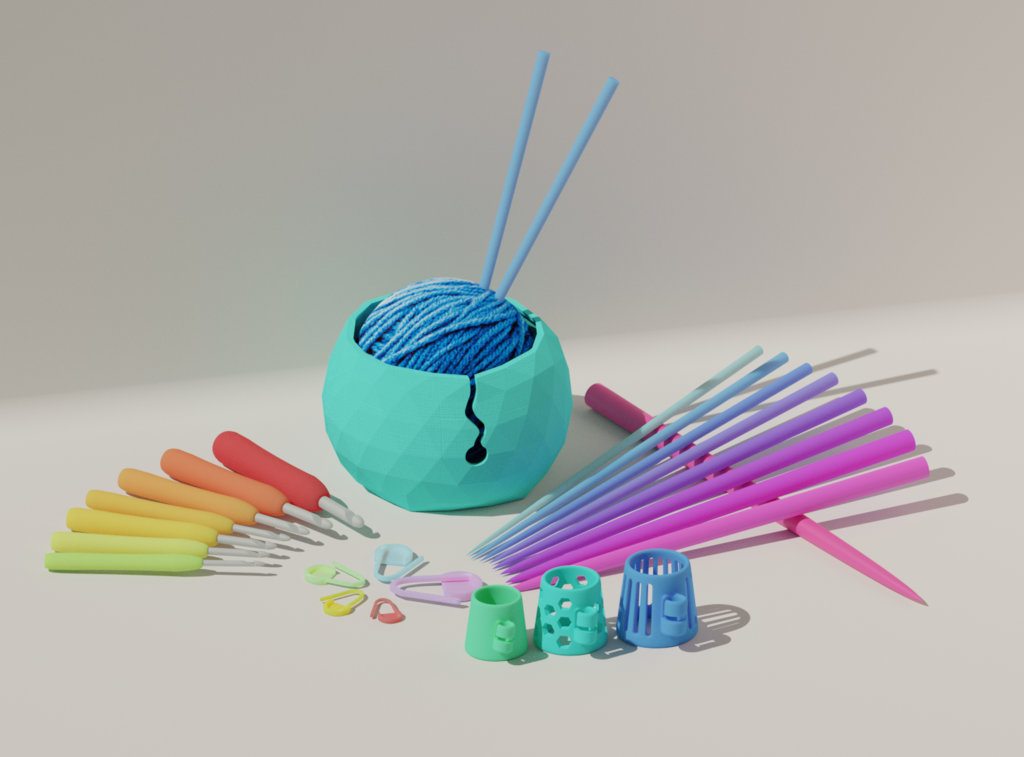 Complete Knitting and Crochet Set - Free 3d model on creazilla.com