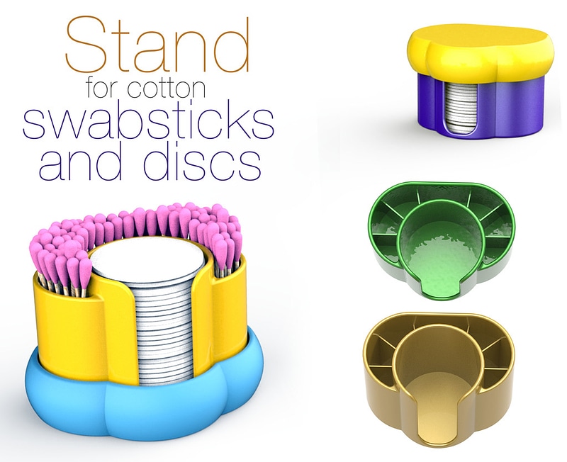 Stand for cotton swabsticks and discs - Free 3d model on creazilla.com