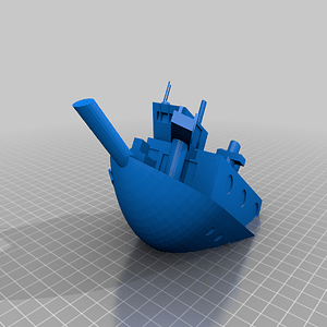 The SS fish dix and lifeboat full of ramen - Free 3d model on creazilla.com