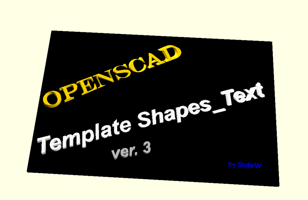 Template Shapes_Text ver.3 - OpenScad - Free 3d model on creazilla.com