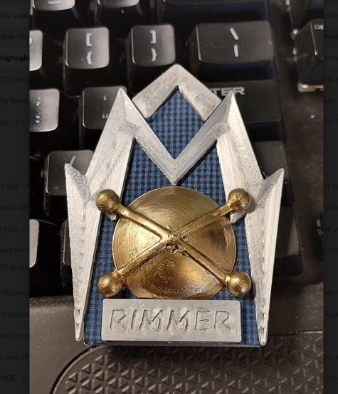 Rimmer Red Dwarf Badge - Free 3d model on creazilla.com