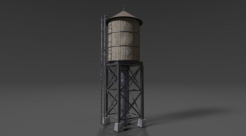 Rooftop Water Tower - Free 3d model on creazilla.com