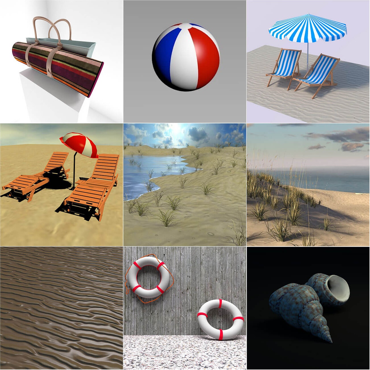 Beach Pack - Free 3d model on creazilla.com