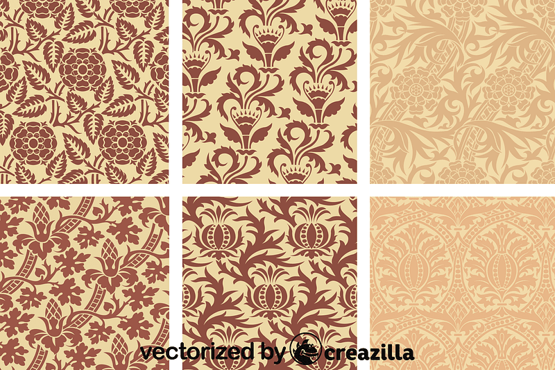 Brocade patterns in one colour upon a light ground vector. Free ...