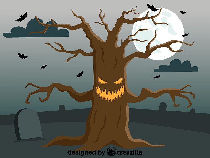 Haunted tree vector. Free download. | Creazilla