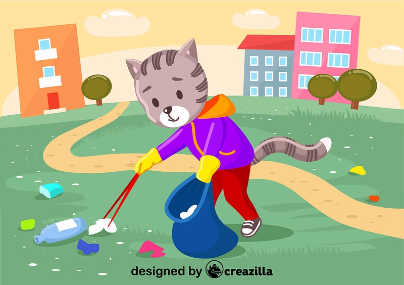 Cat cleanup the garbage - Free vector images on creazilla.com