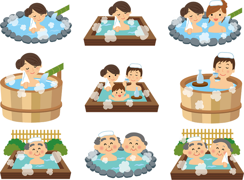 Onsen Bathing vector. Free download. | Creazilla